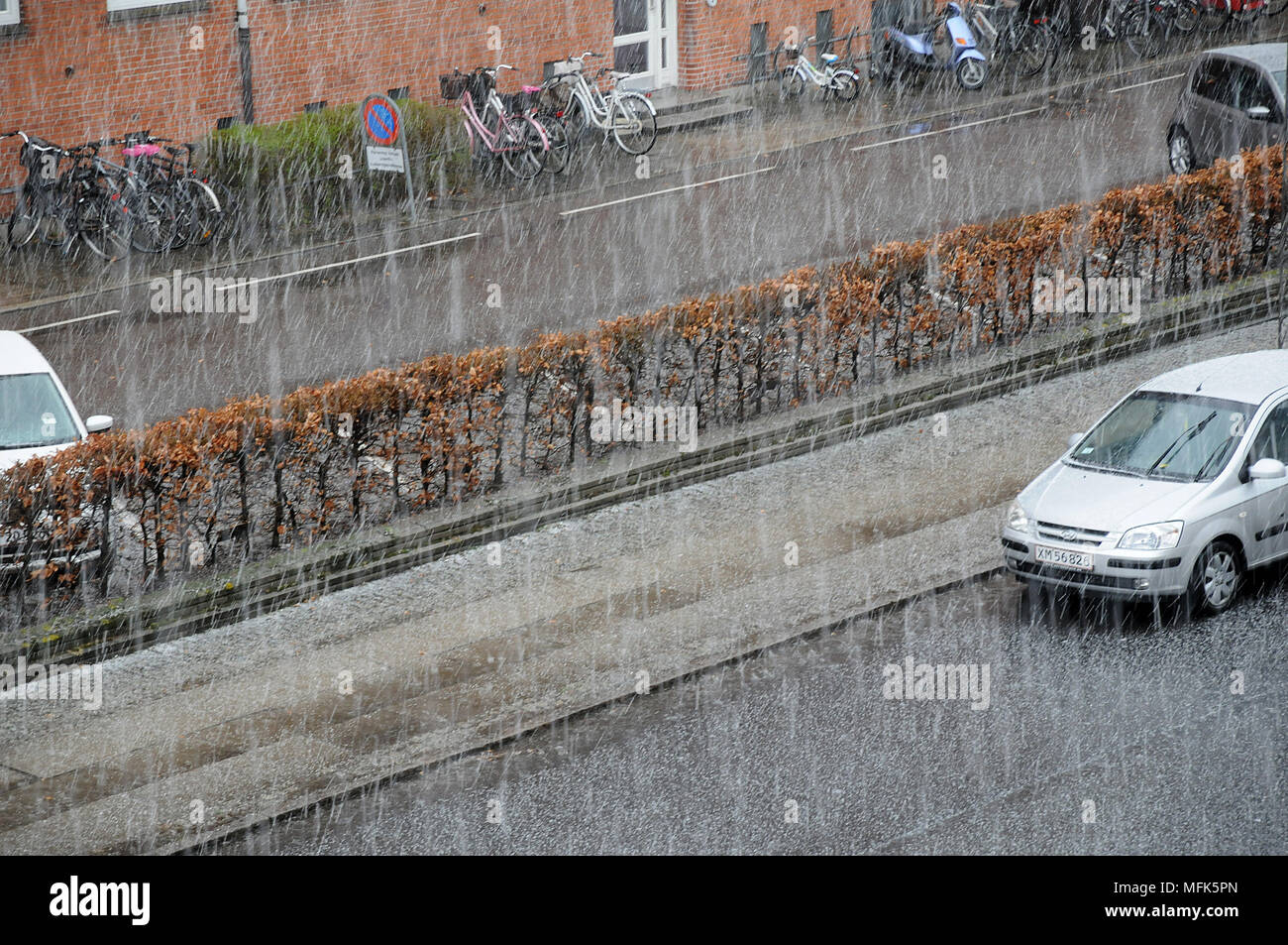 Copenhagen/Denmark 26 April 2018 Denmark's weather heavy rainy in ...