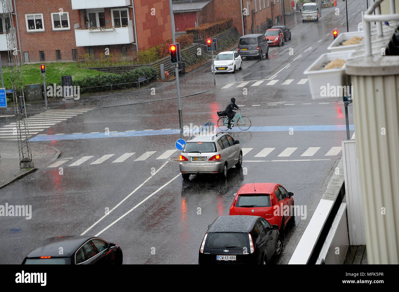 Copenhagen/Denmark 26 April 2018 Denmark's weather heavy rainy in ...