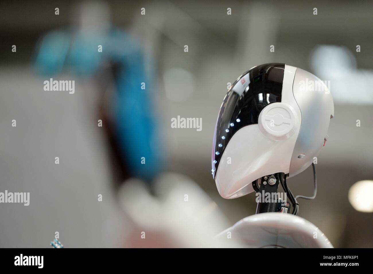 A Robot at the Hannover trade fair , Germany, city of Hannover, 25 ...