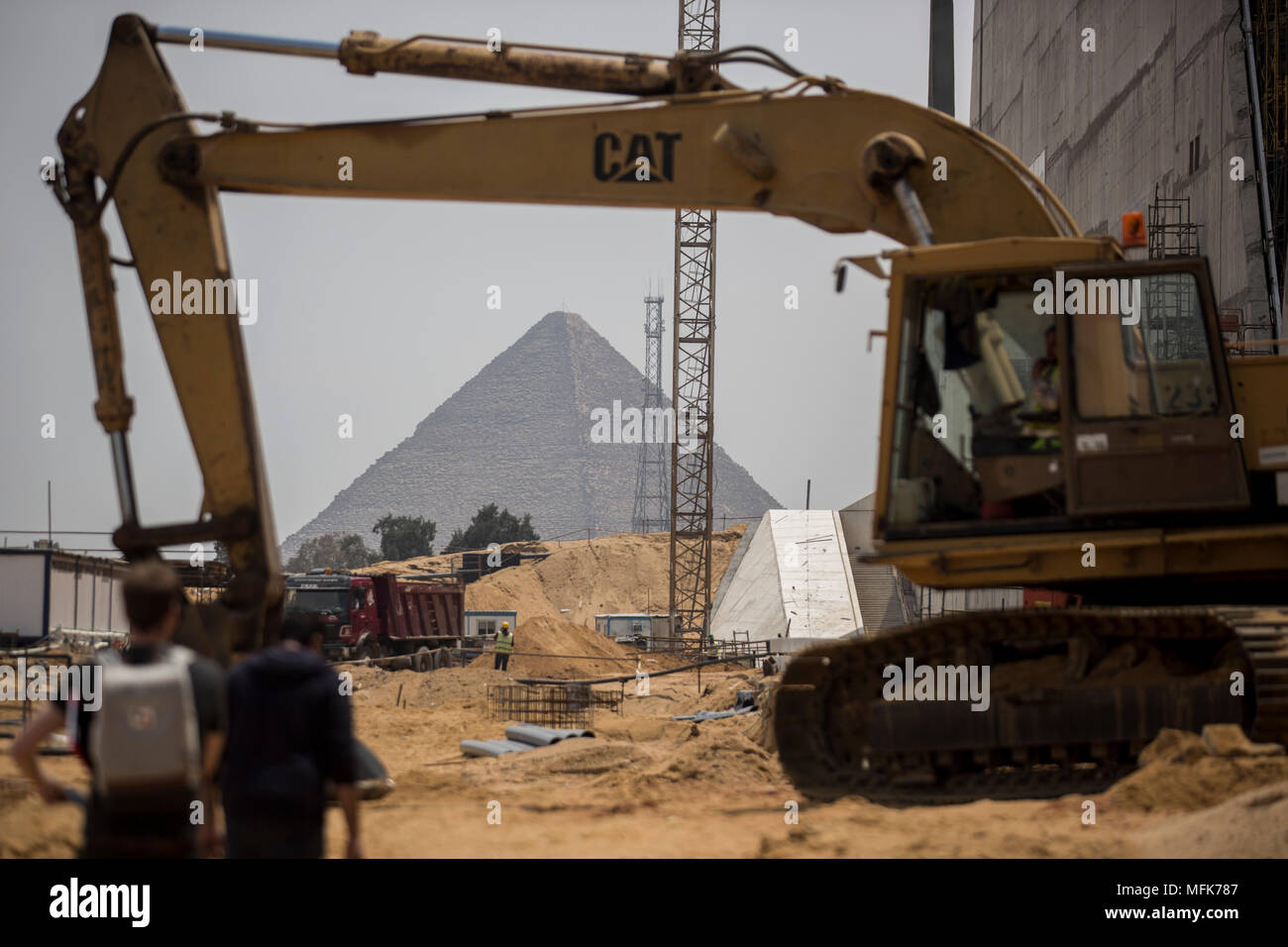 Grand egyptian museum pyramid hi-res stock photography and images - Alamy
