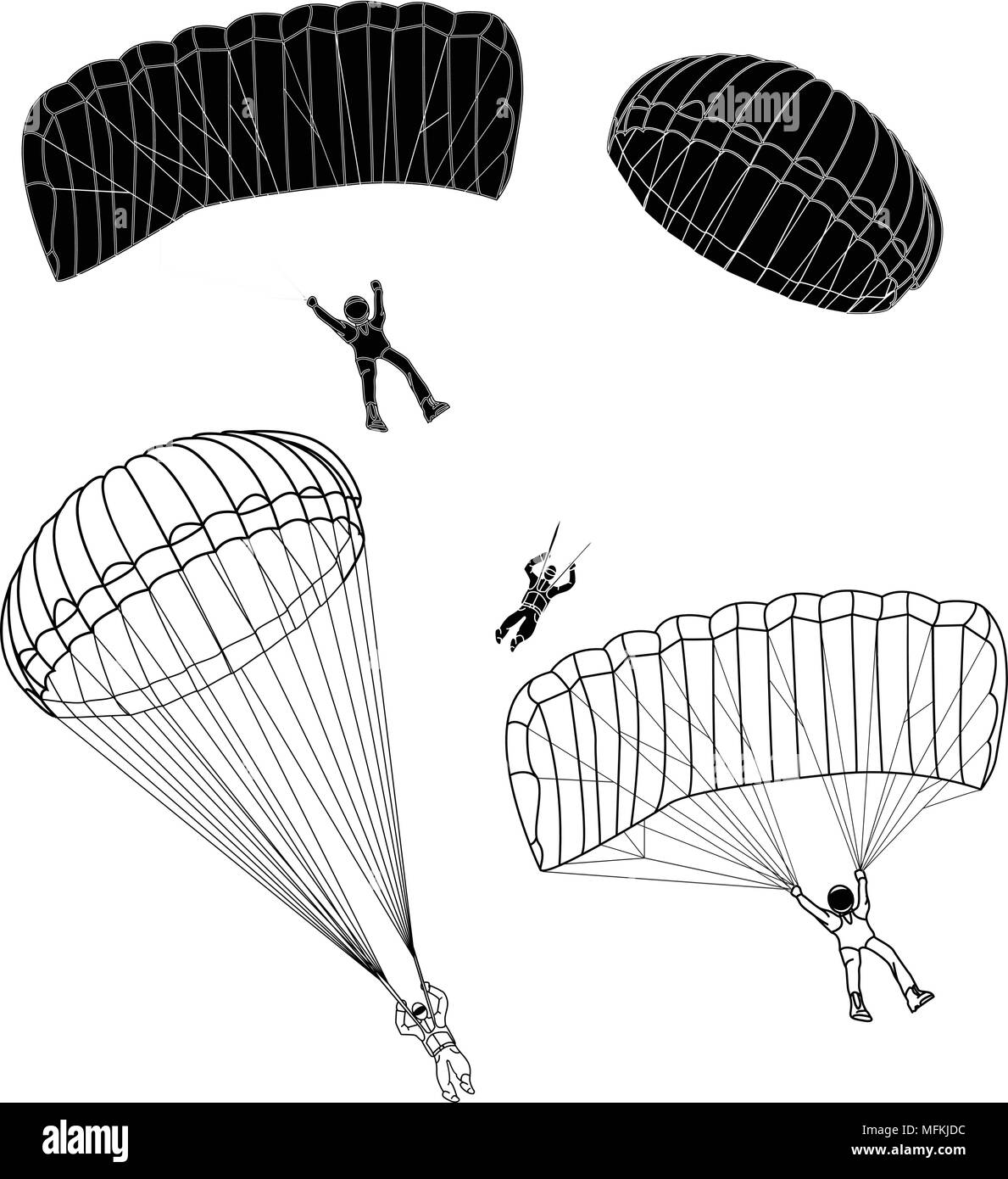 Parachute illustration collection set on white background Stock Vector ...