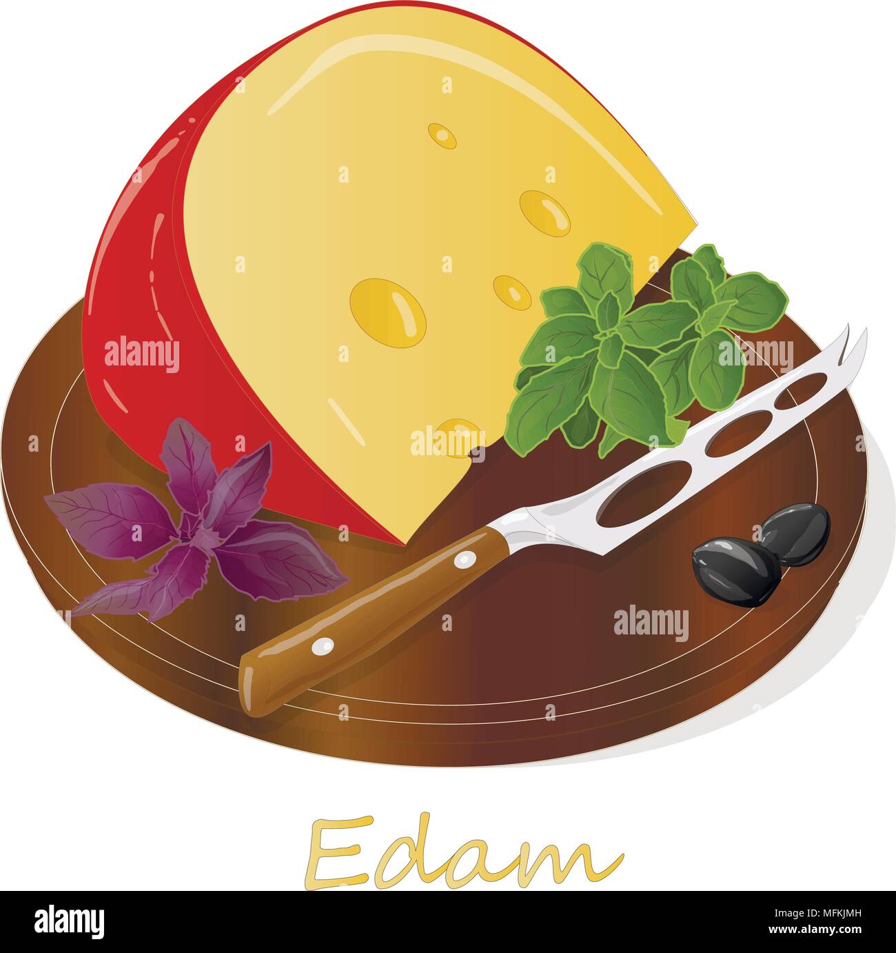 Edam cheese food collection illustration Stock Vector Image & Art - Alamy