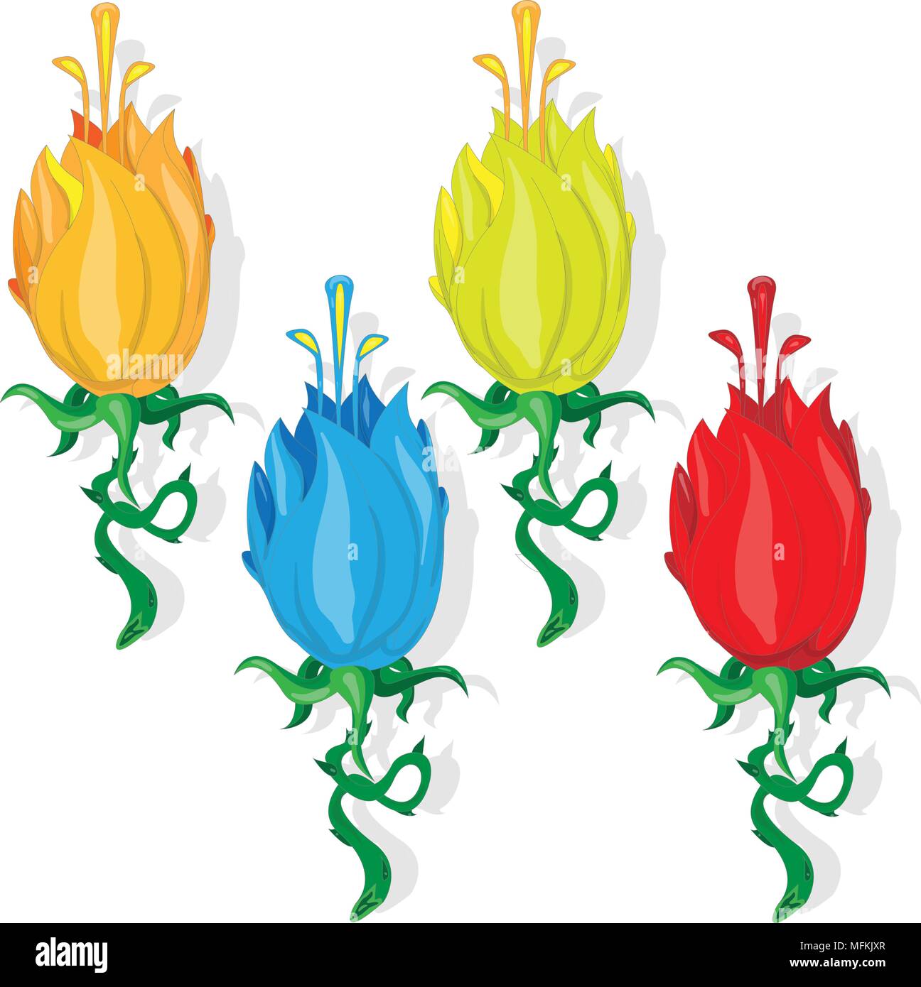 Fantasy flower illustration set on white isolated Stock Vector Image ...