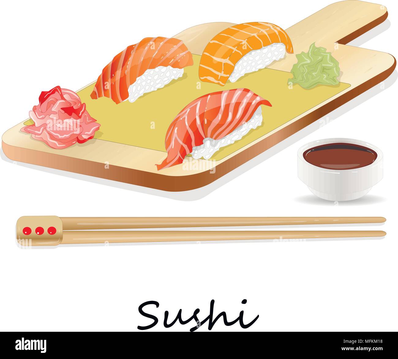 Nigiri Sushi illustration on a white background isolated Stock Vector ...