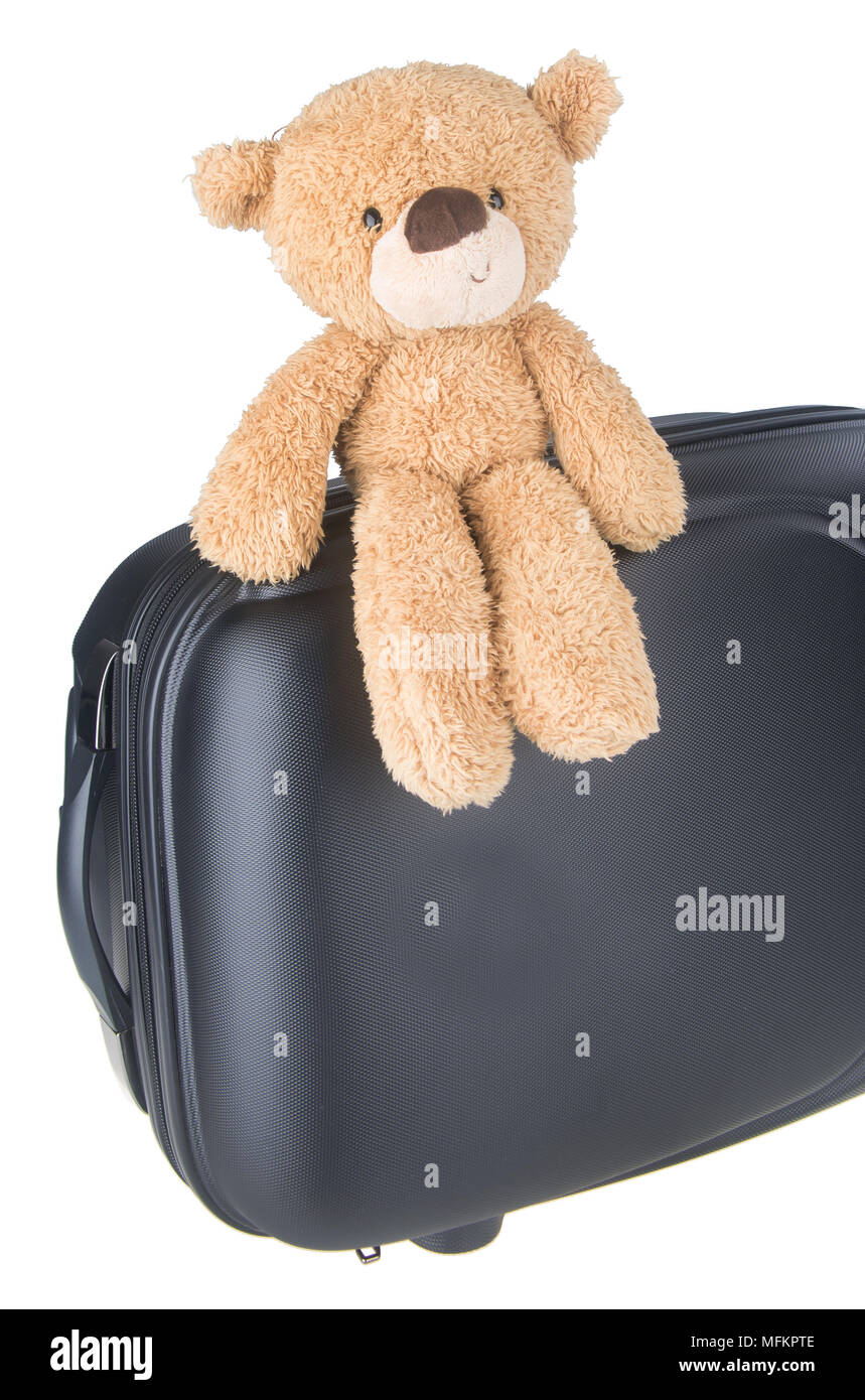 Teddy Bear with luggage. Teddy Bear on the background Stock Photo - Alamy
