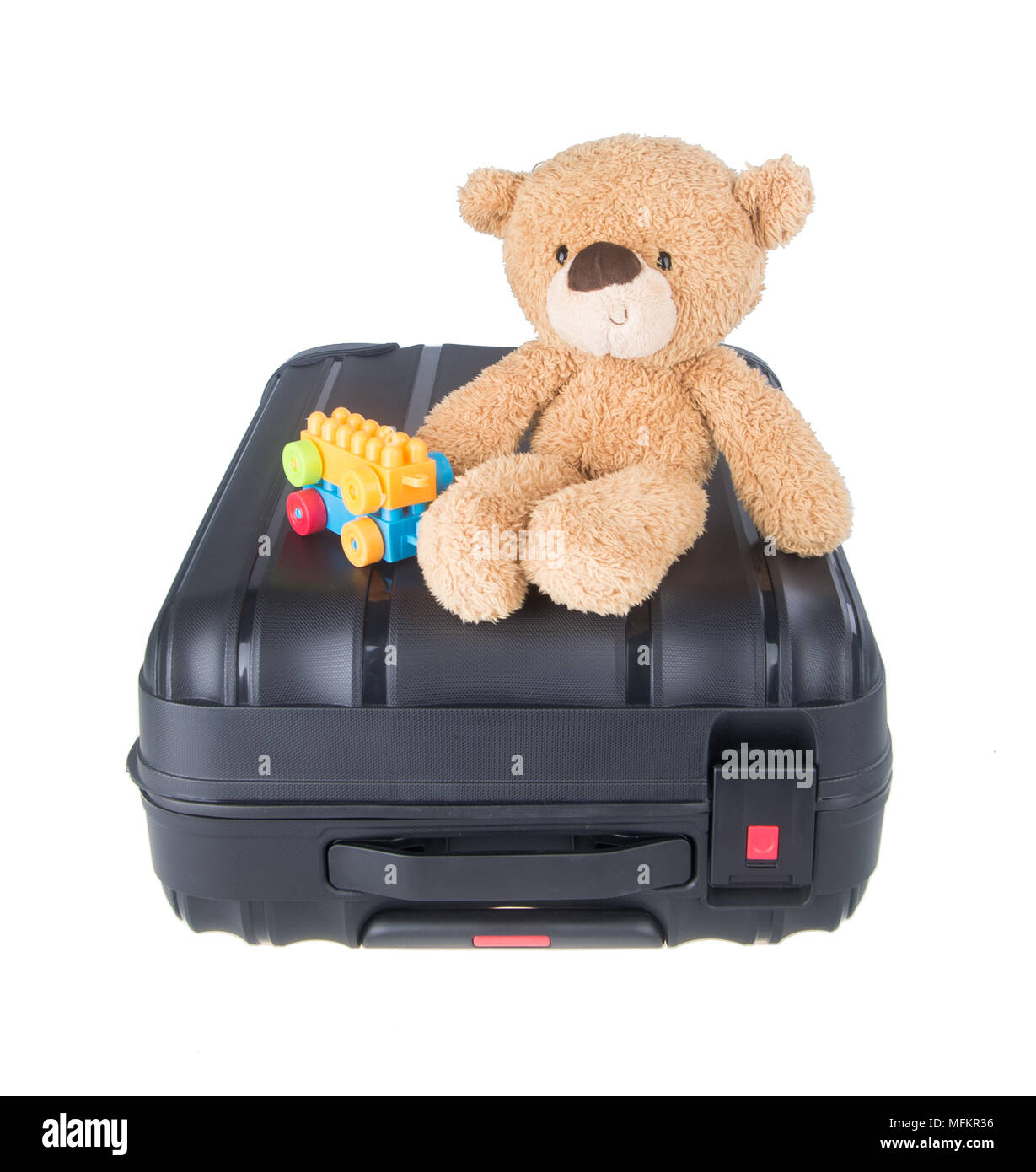 Teddy Bear with luggage. Teddy Bear on the background Stock Photo - Alamy