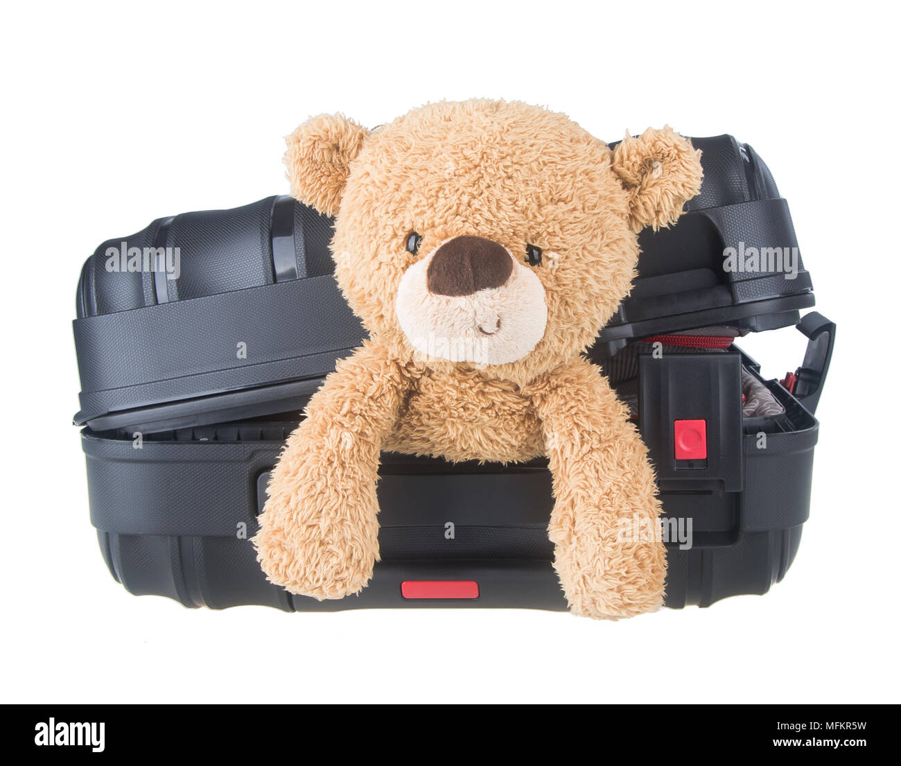 Teddy Bear with luggage. Teddy Bear on the background Stock Photo - Alamy