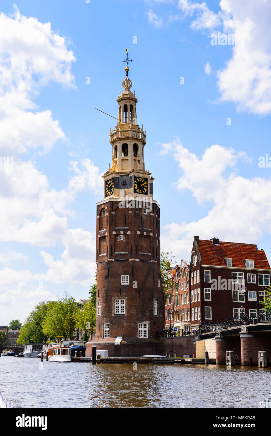 Clock tower in Amsterdam, Netherlands Stock Photo - Alamy