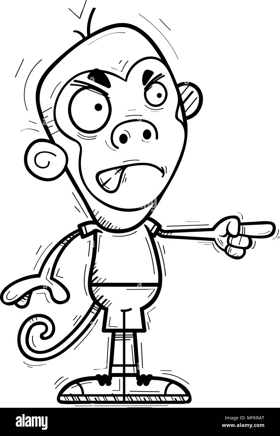A cartoon illustration of a monkey looking angry and pointing Stock ...