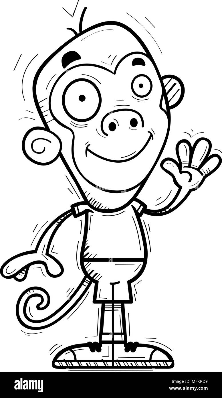 A cartoon illustration of a monkey waving Stock Vector Image & Art - Alamy