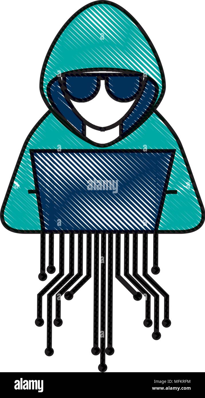 cyber security hacker character with laptop Stock Vector Image & Art ...