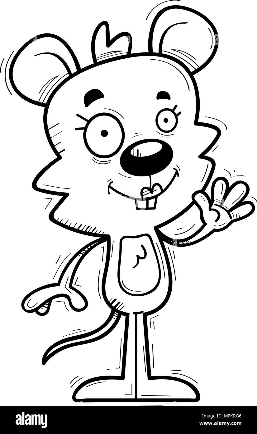 A cartoon illustration of a female mouse waving Stock Vector Image ...