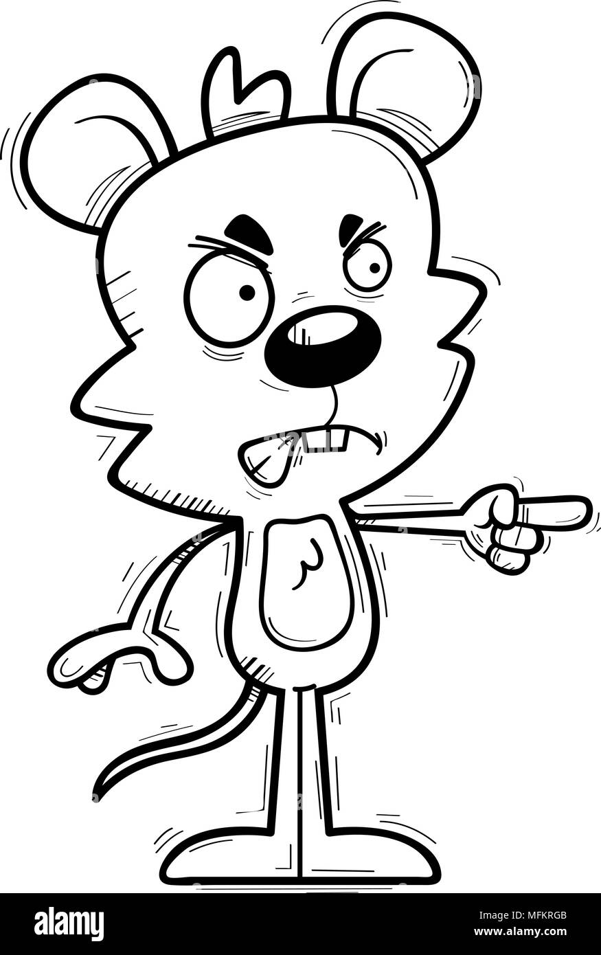 A cartoon illustration of a male mouse looking angry and pointing Stock ...