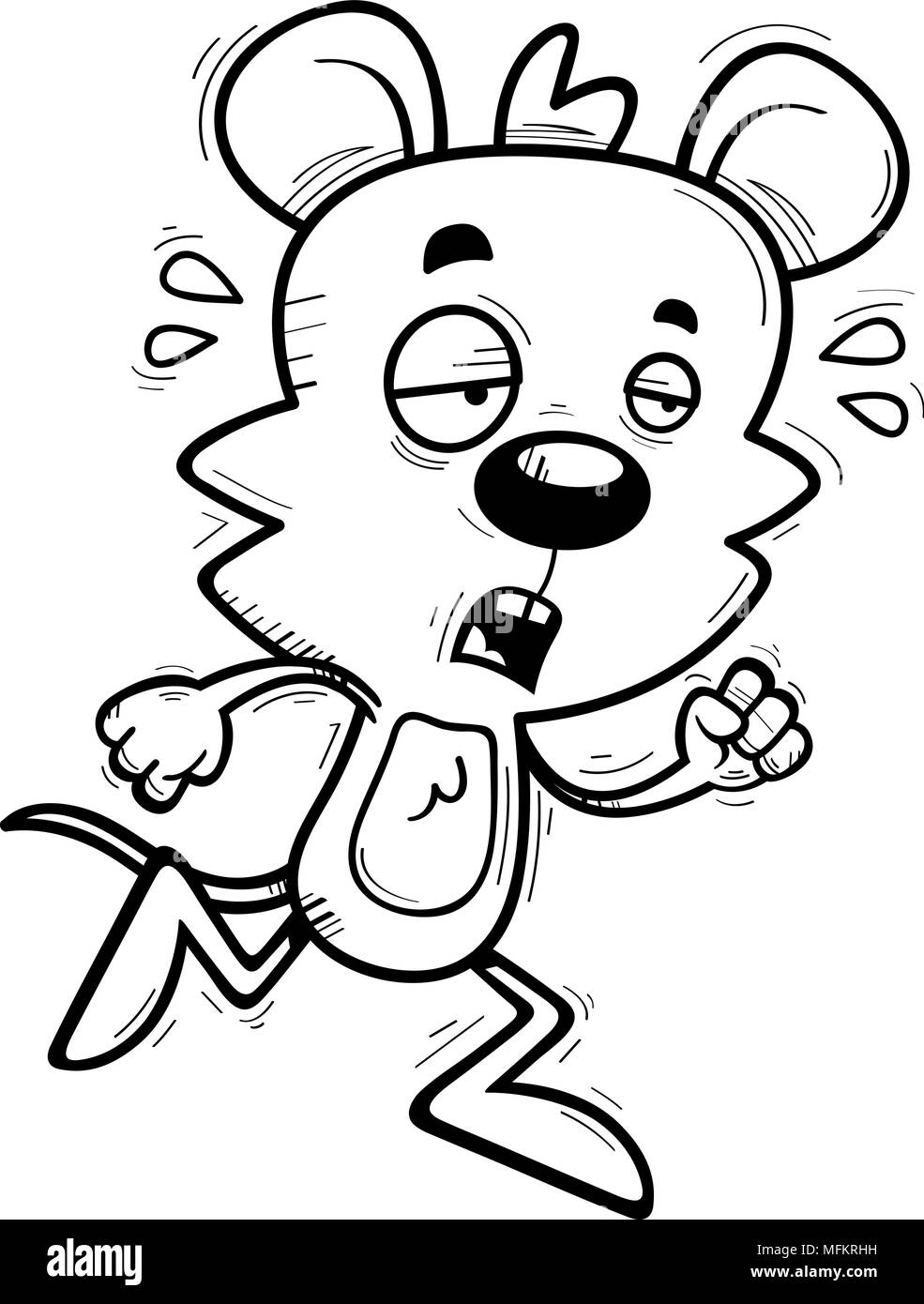 A cartoon illustration of a male mouse running and looking exhausted ...