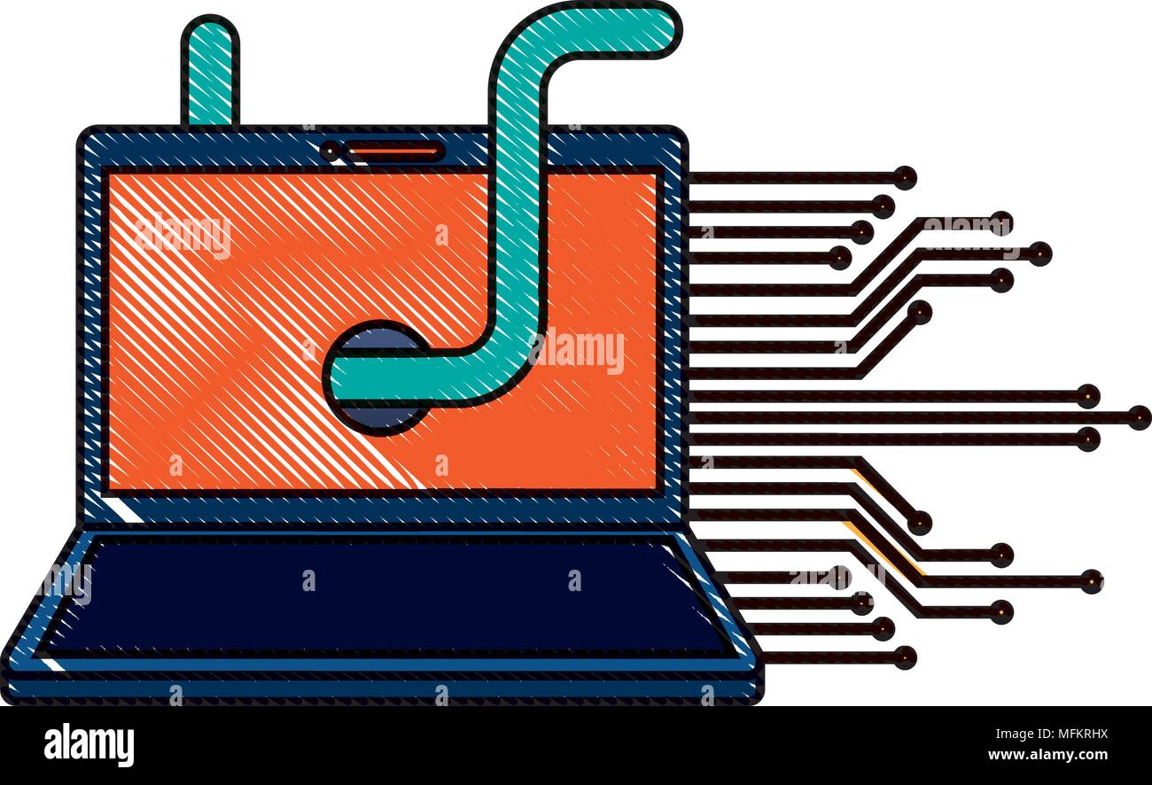 cyber security laptop virus worm error problem software Stock Vector ...