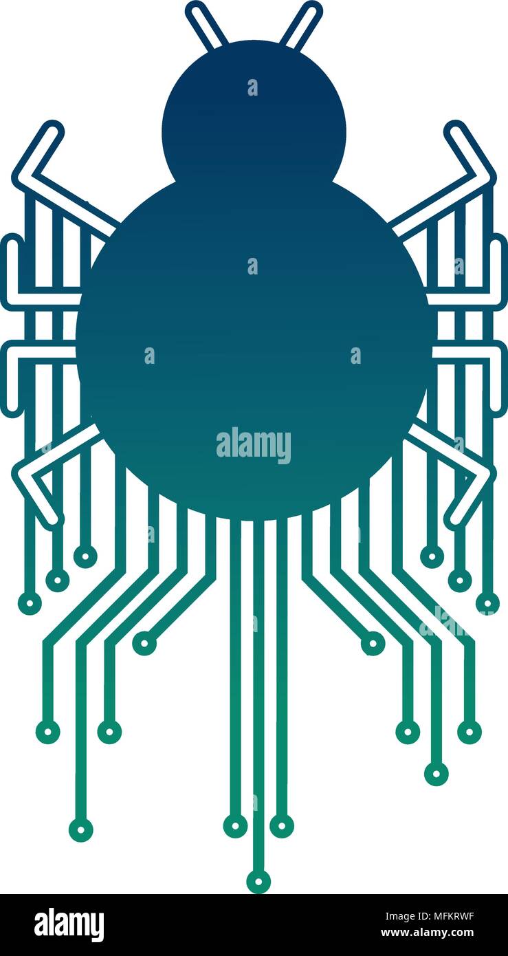 cyber security safety bug virus circuit electronic attack Stock Vector ...