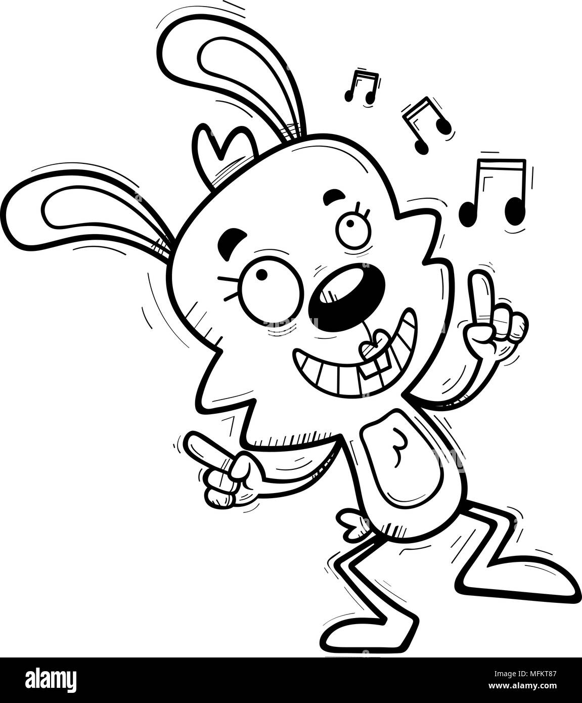 A cartoon illustration of a female rabbit dancing Stock Vector Image ...