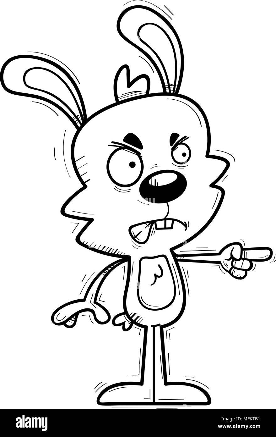 A cartoon illustration of a male rabbit looking angry and pointing ...