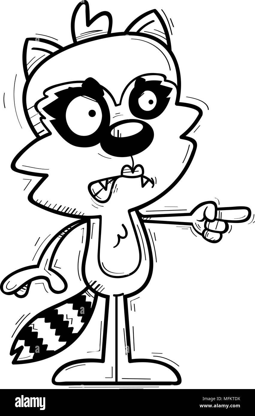 A cartoon illustration of a female raccoon looking angry and pointing ...