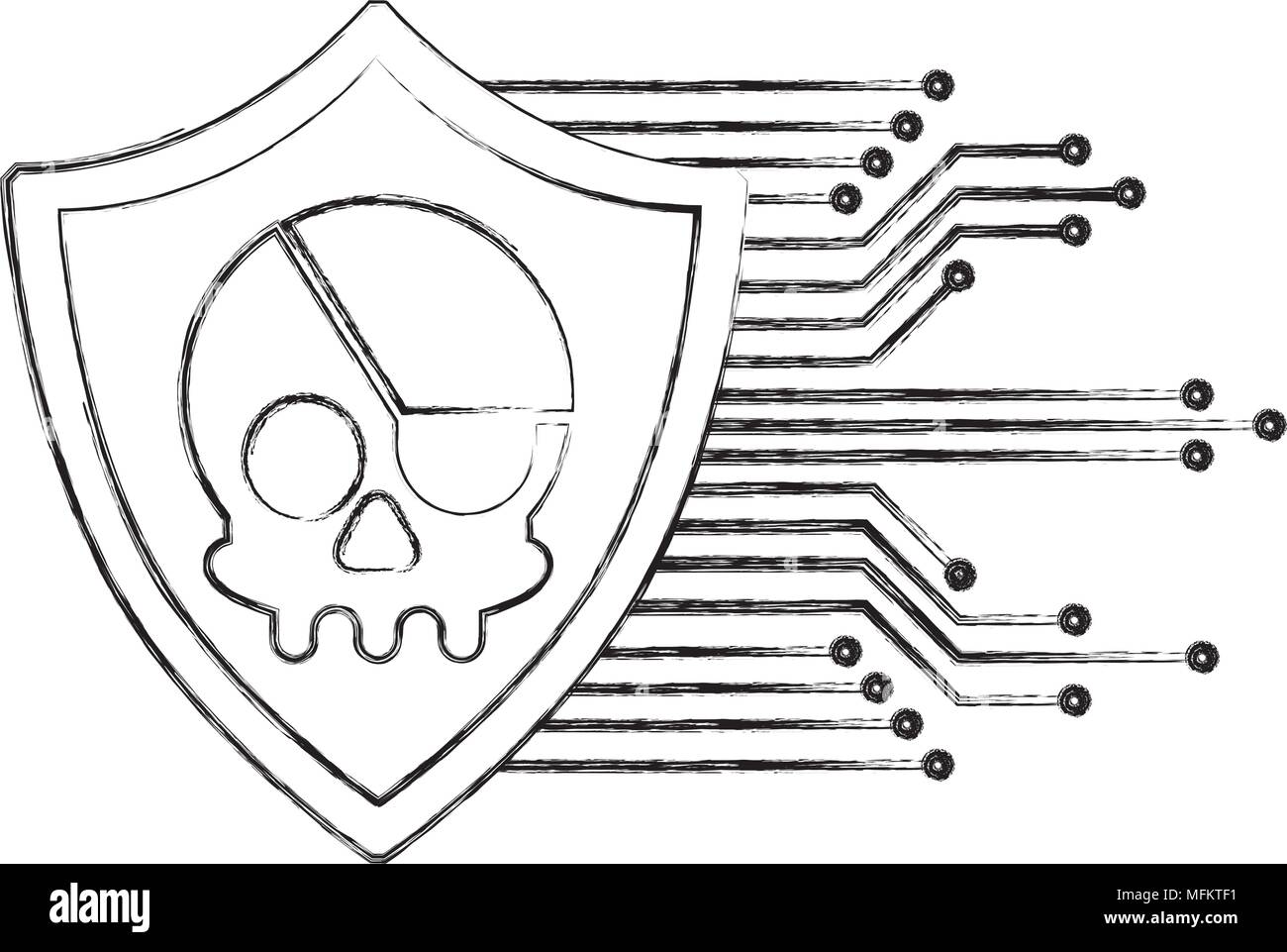cyber security shield protection skull danger virus Stock Vector Image ...