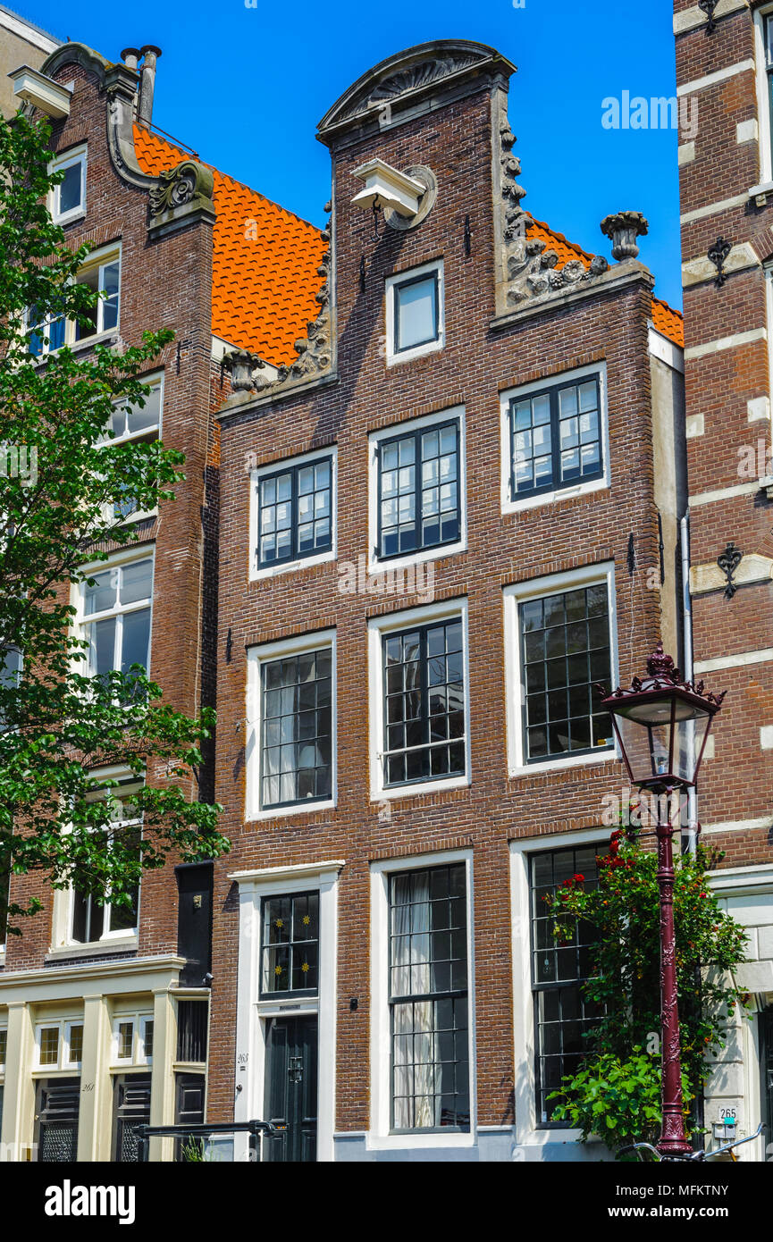 Old historical bend building in the capital of the Netherlands ...