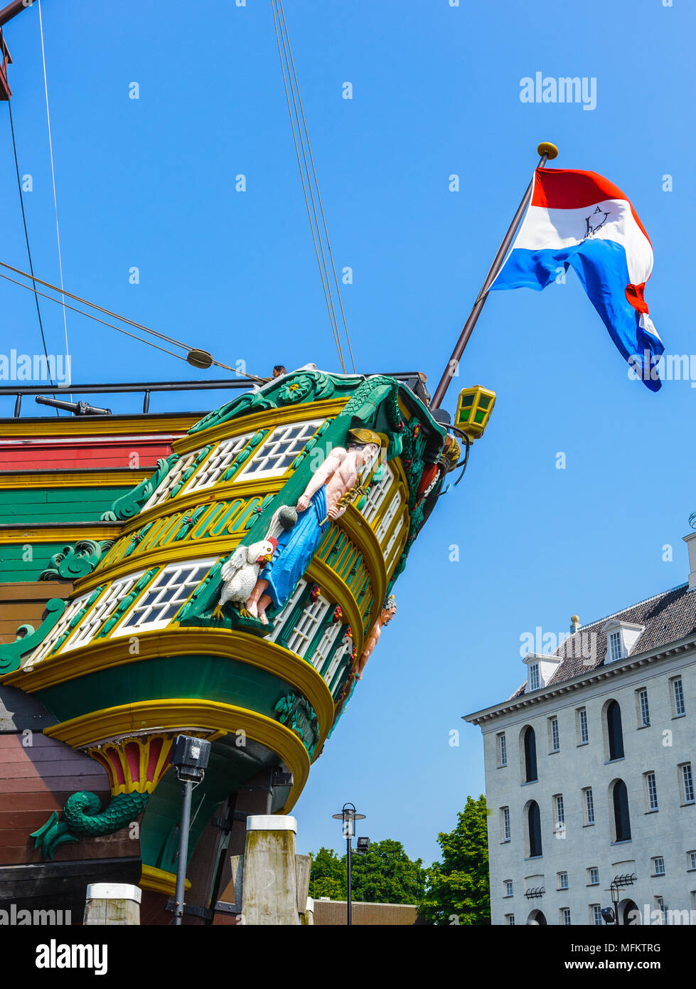 Ship with the Dutch flag behind Stock Photo - Alamy