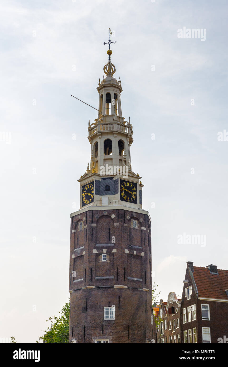 Clock tower in Amsterdam, Netherlands Stock Photo - Alamy