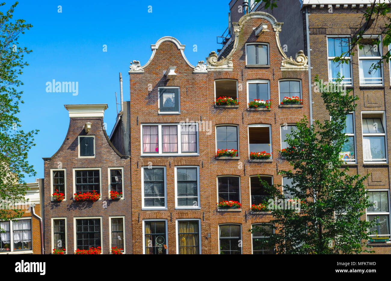 Typical view of the bend buildings in Amsterdam, Netherlands Stock ...