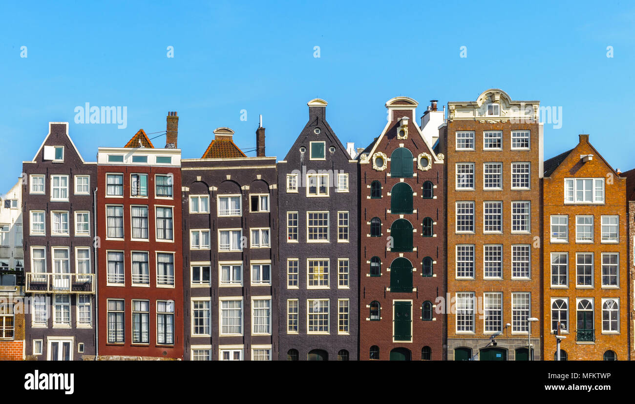 Typical view of the bend buildings in Amsterdam, Netherlands Stock ...
