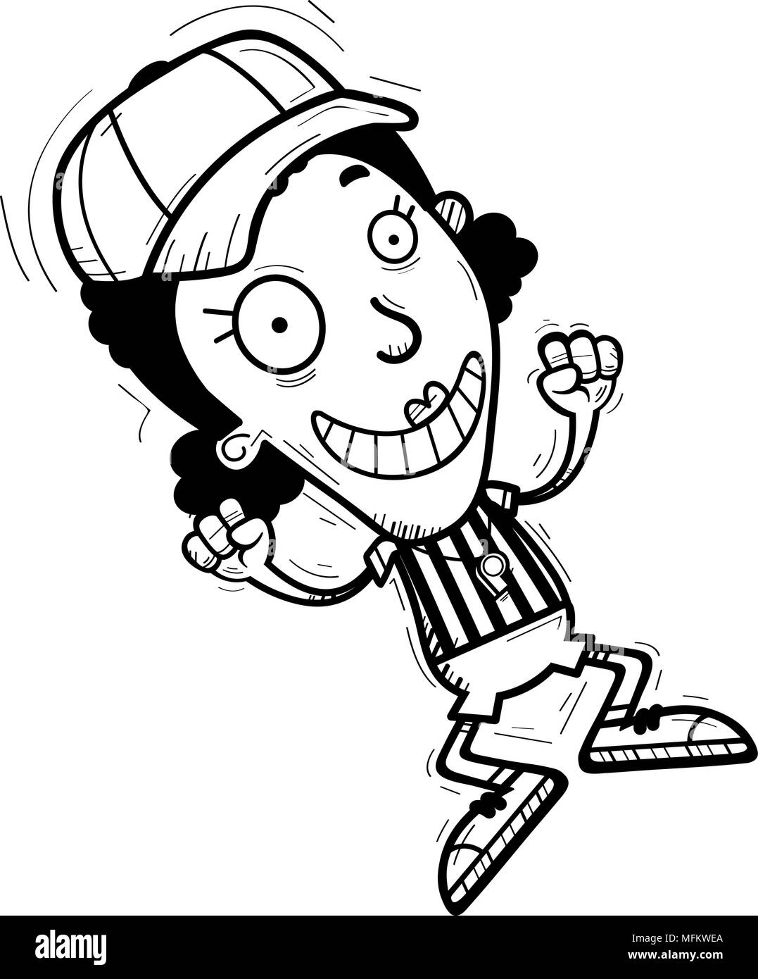 A cartoon illustration of a black woman referee jumping Stock Vector ...