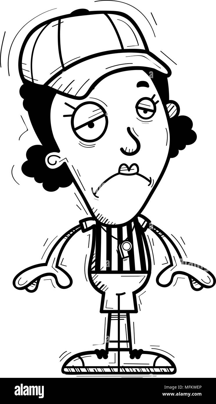 A cartoon illustration of a black woman referee looking sad Stock ...
