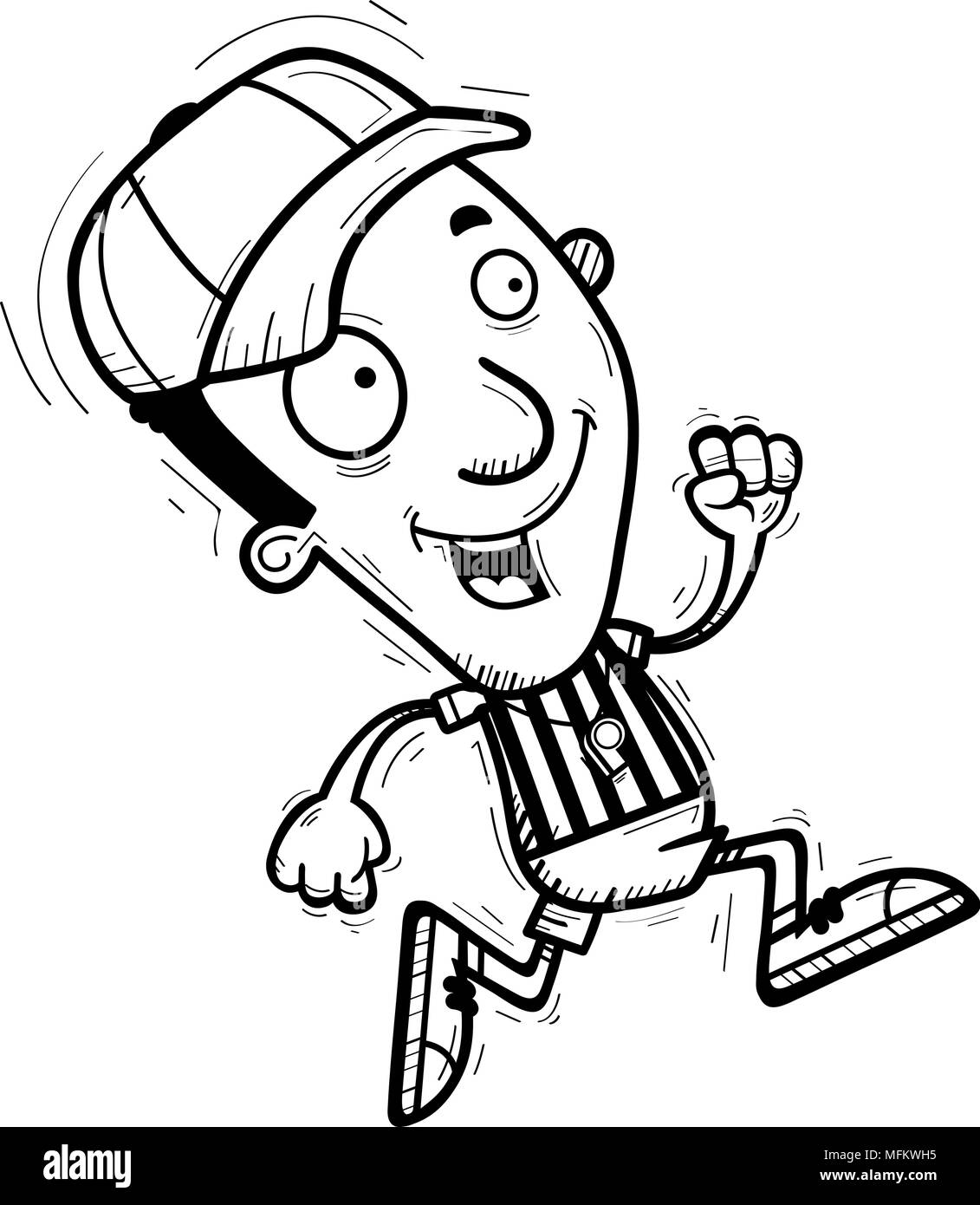 A cartoon illustration of a black man referee running Stock Vector ...