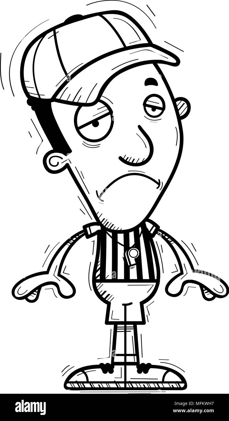 A cartoon illustration of a black man referee looking sad Stock Vector ...