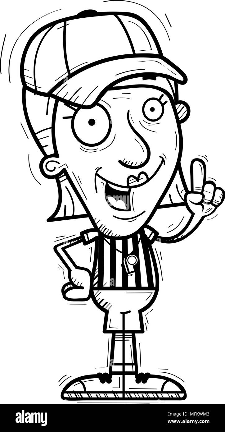 A cartoon illustration of a senior citizen woman referee talking Stock ...