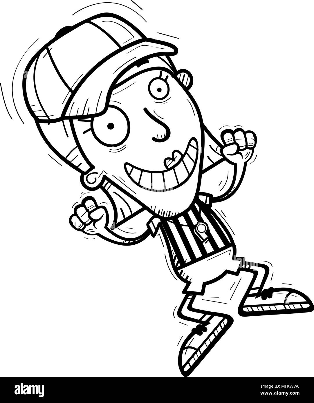 A cartoon illustration of a woman referee jumping Stock Vector Image ...