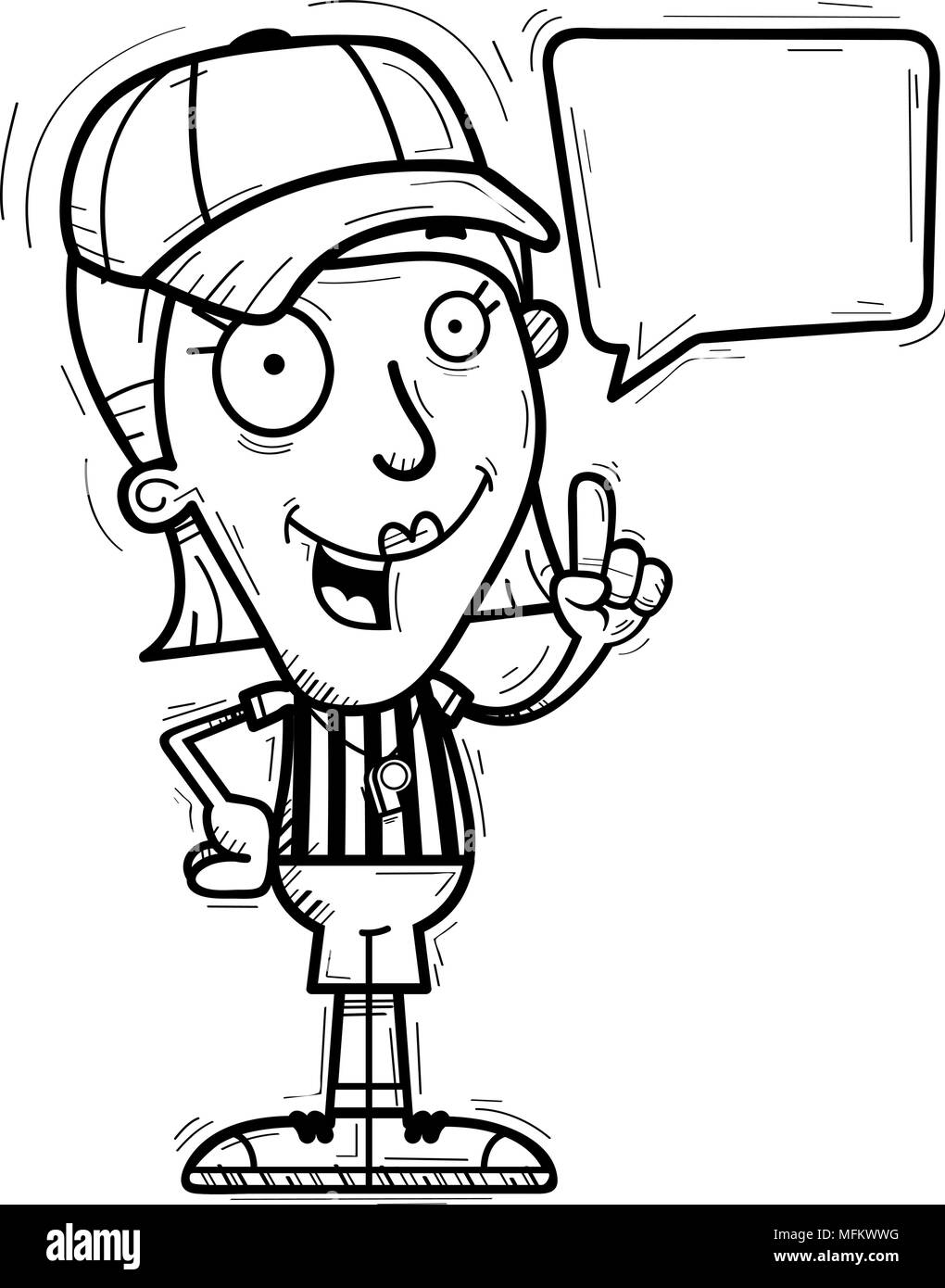 A cartoon illustration of a woman referee talking Stock Vector Image ...