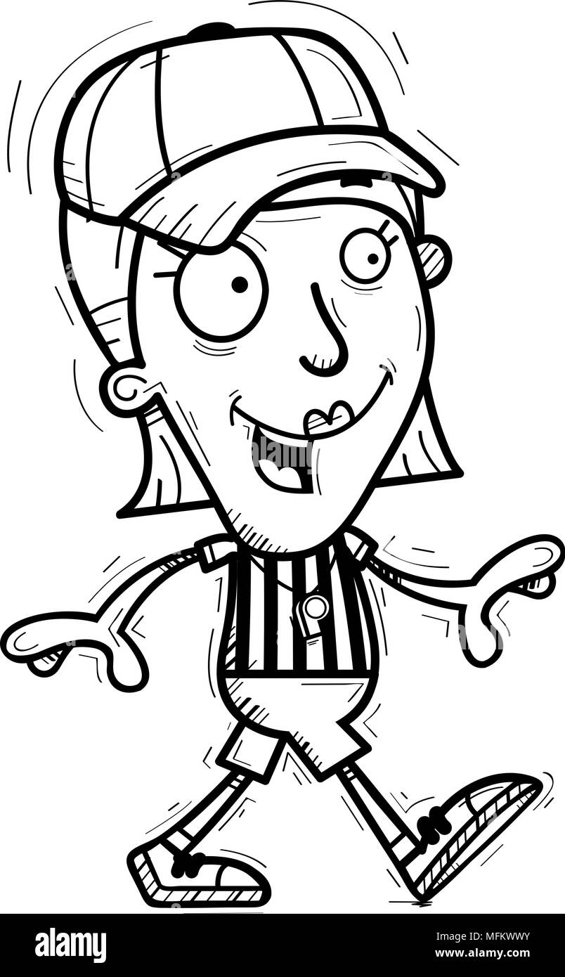 A cartoon illustration of a woman referee walking Stock Vector Image ...
