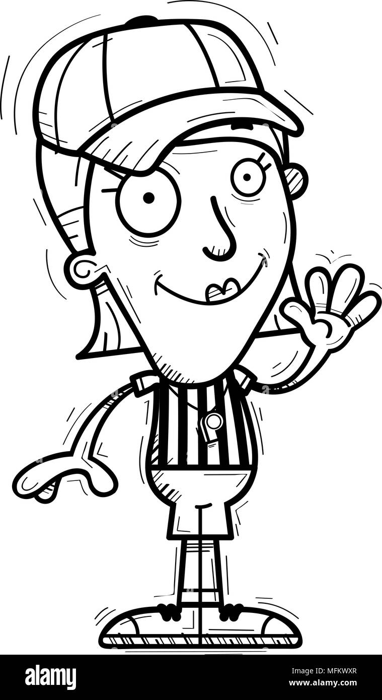 A cartoon illustration of a woman referee waving Stock Vector Image ...