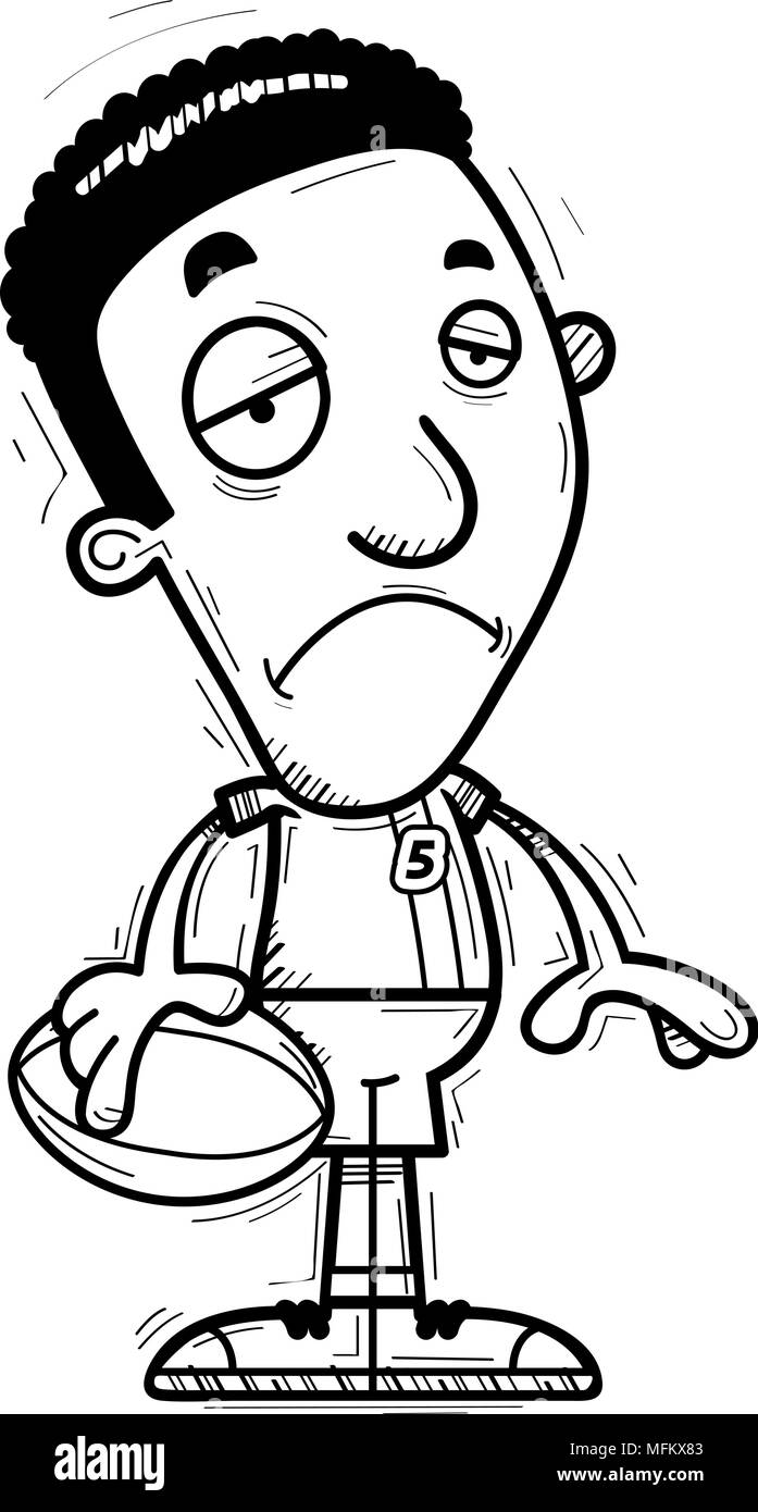 A cartoon illustration of a black man rugby player looking sad Stock ...