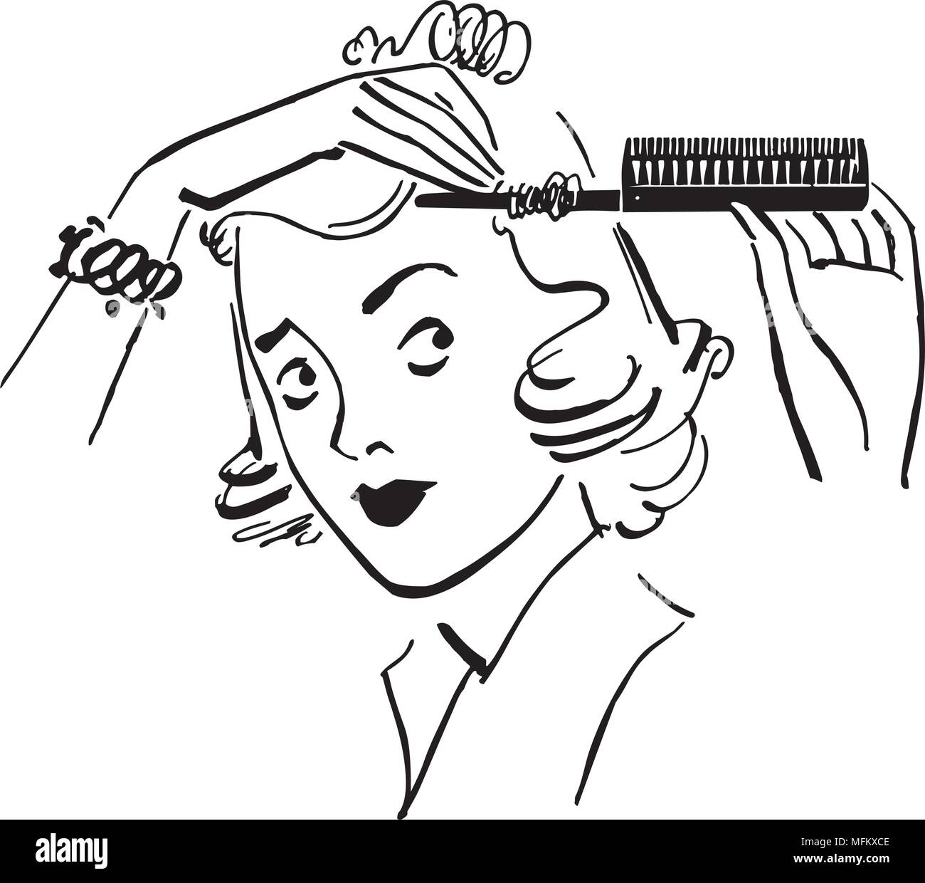 Combing Hair Clipart Black And White