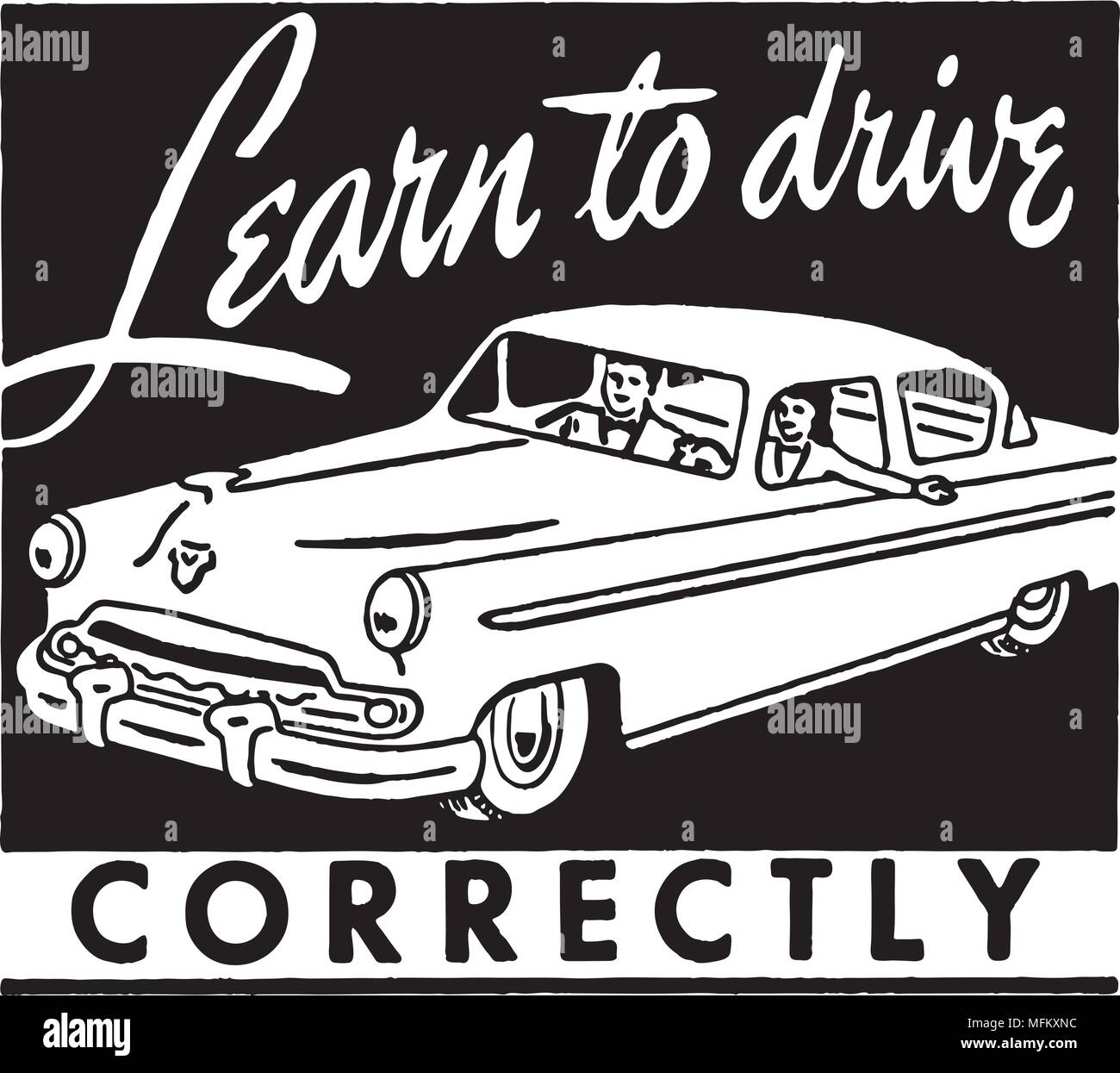 Learn To Drive Correctly - Retro Ad Art Banner Stock Vector Image & Art ...