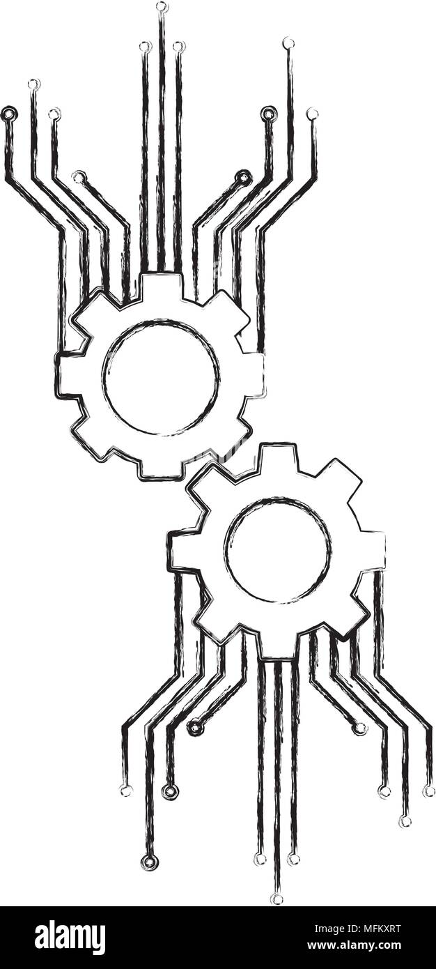 technology gear mechanism work circuit electronic Stock Vector Image ...