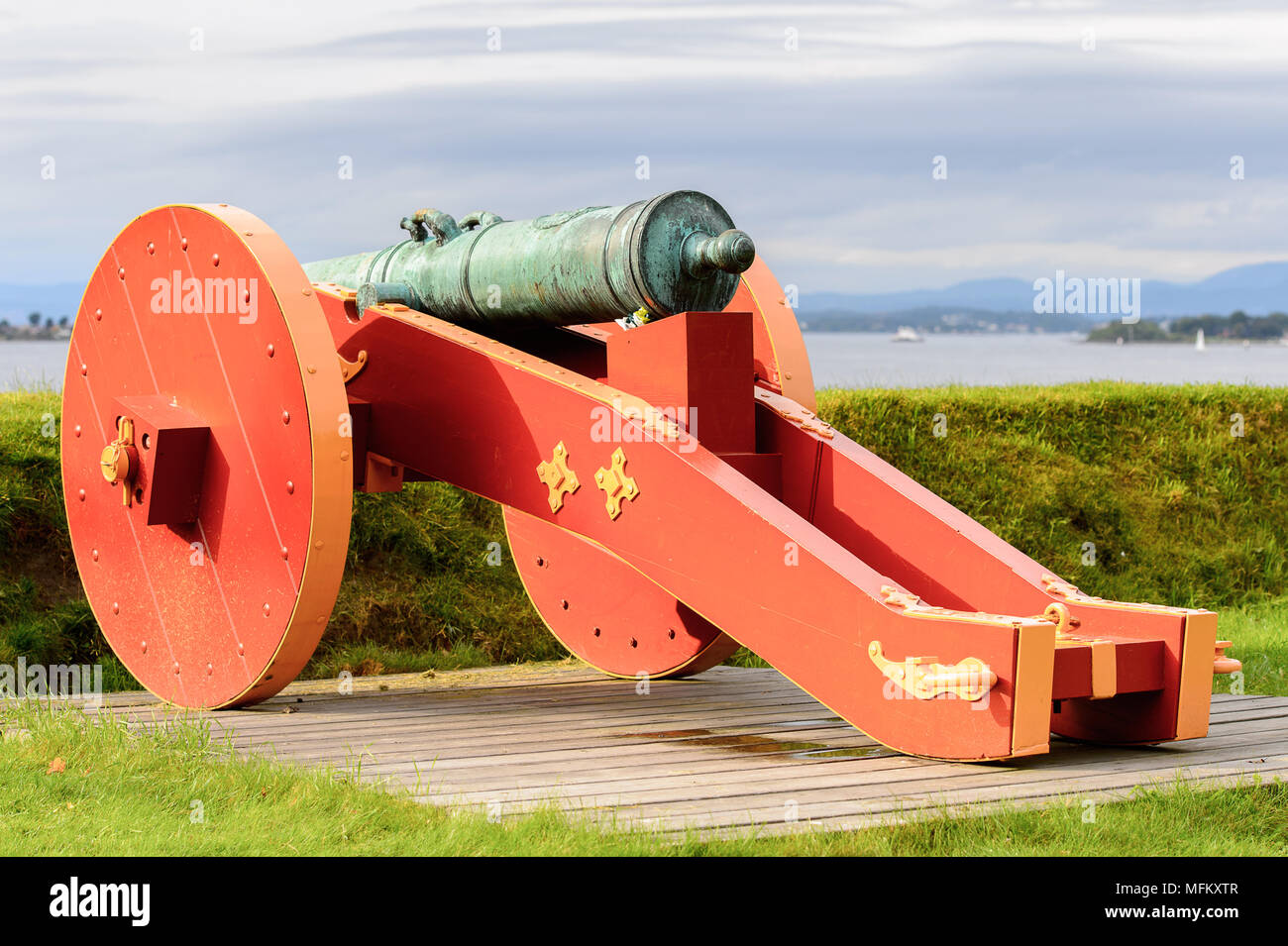 Cannon at the Akershus Fortress, a medieval castle that was used as a ...