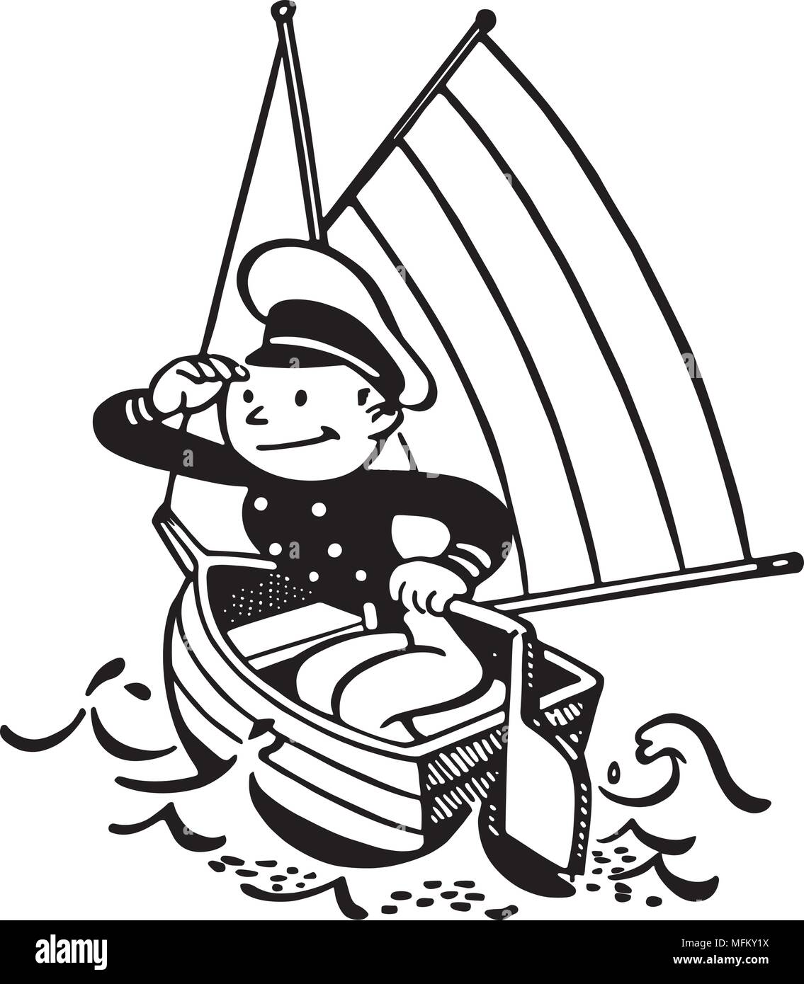 Little Captain - Retro Clipart Illustration Stock Vector Image & Art ...