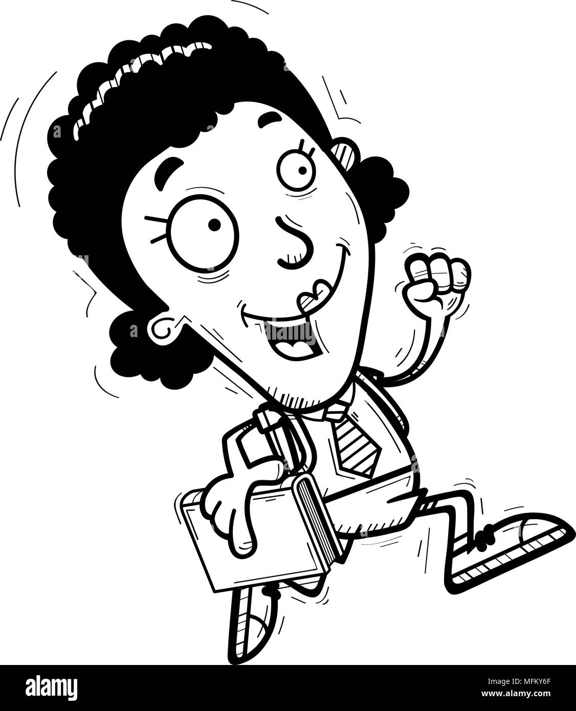 A cartoon illustration of a black woman student running Stock Vector ...