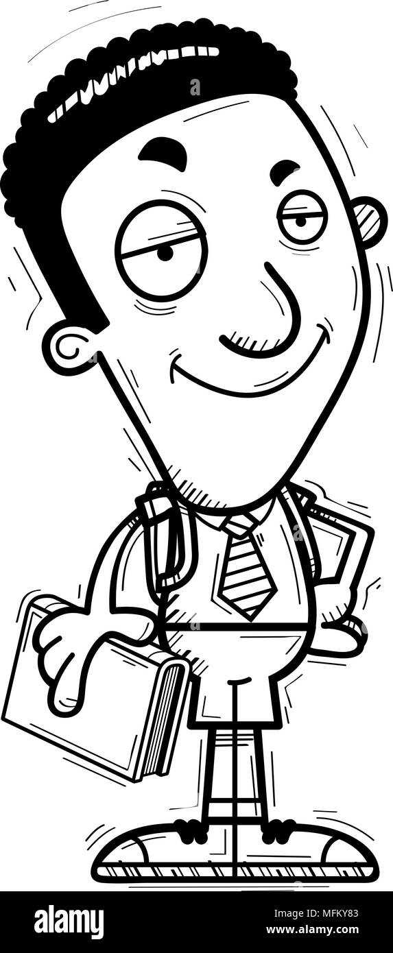A cartoon illustration of a black man student looking confident Stock ...