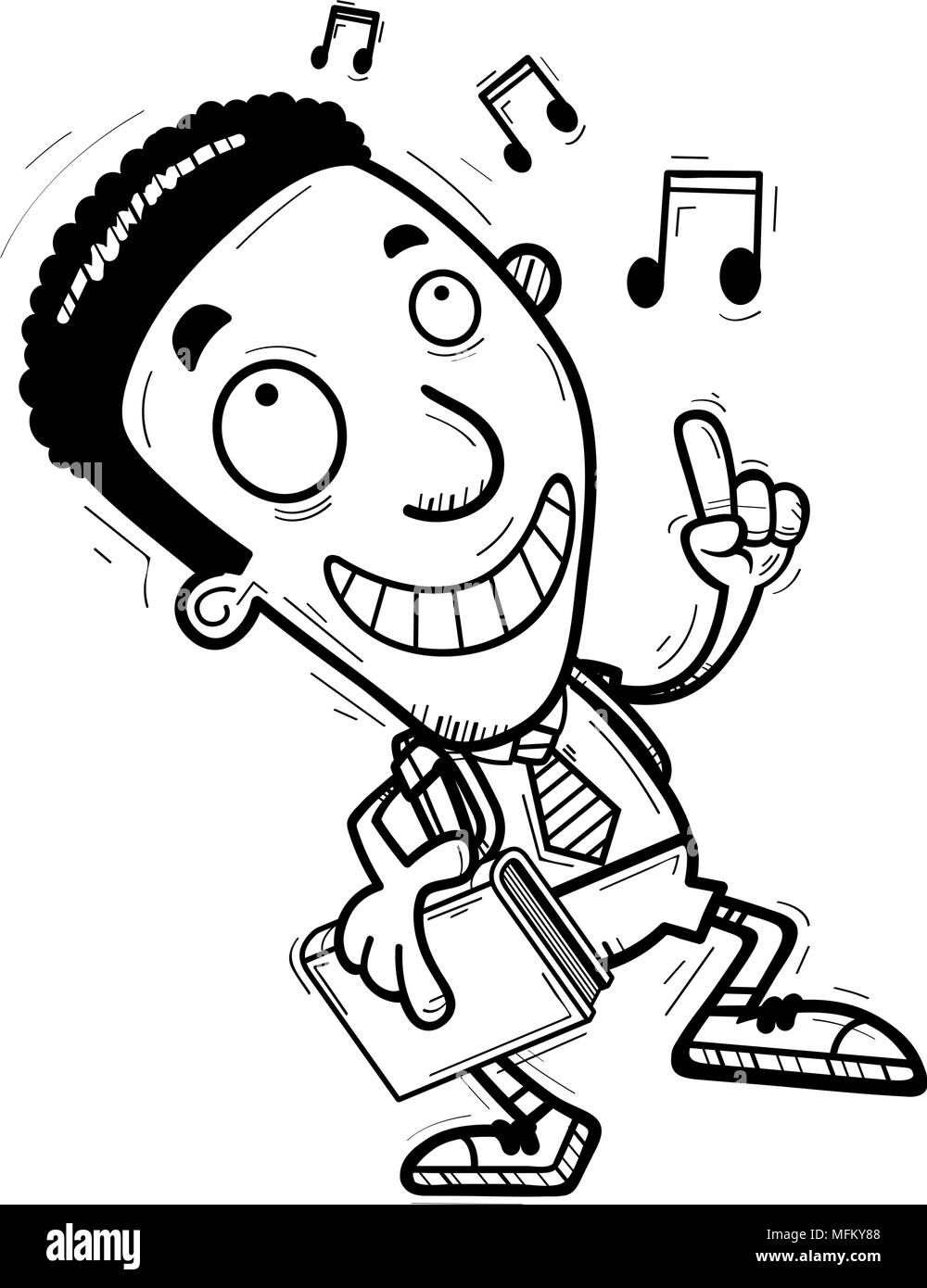 A cartoon illustration of a black man student dancing Stock Vector ...