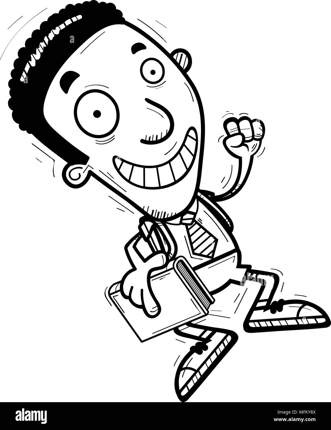 A cartoon illustration of a black man student jumping Stock Vector ...