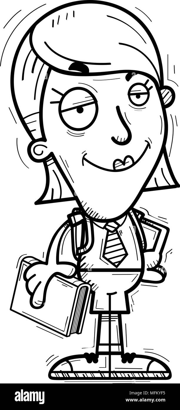 A cartoon illustration of a woman student looking confident Stock ...