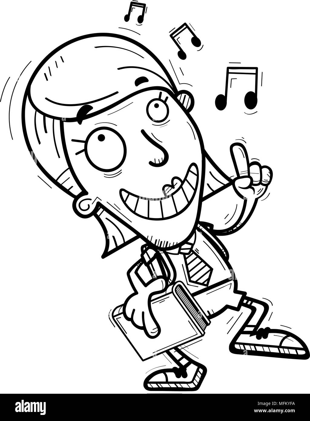 A cartoon illustration of a woman student dancing Stock Vector Image ...